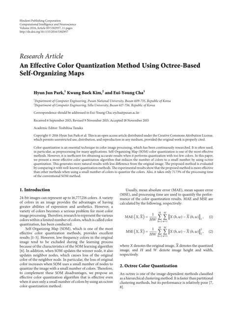 pdf an effective color quantization method using octree based self