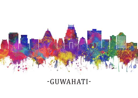 Guwahati Assam Skyline Mixed Media By Nextway Art Pixels