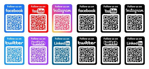 Premium Vector Social Media Icons With Qr Code Follow Us On Social Mediaqr Code Scanner