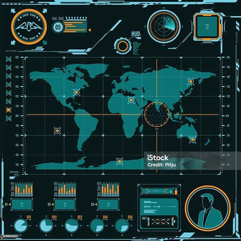 hud navigation map screen elements stock illustration download image