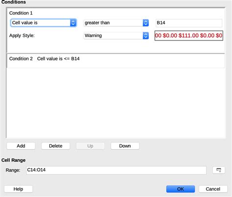conditional formatting not coloring correct cells english ask