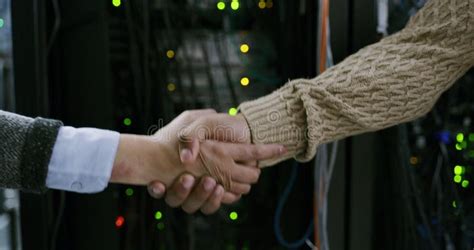 Business People Handshake And Data Center Agreement Introduction Or