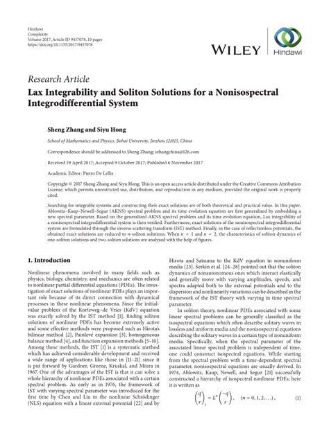 Pdf Lax Integrability And Soliton Solutions For A Nonisospectral Integrodifferential System