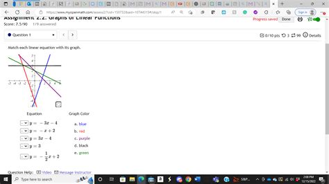 Solved Match Each Linear Equation With Its Graph Equation Chegg