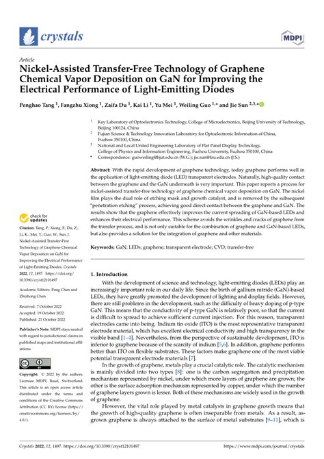Pdf Nickel Assisted Transfer Free Technology Of Graphene Chemical