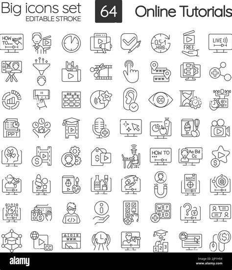 online tutorials linear icons set stock vector image and art alamy
