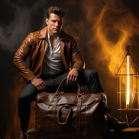 Premium Photo A Man Sits On A Couch With A Lamp Behind Him