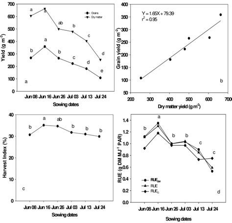 Maize Response To Sowing Dates For A Dry Matter And Grain Yield G Download Scientific