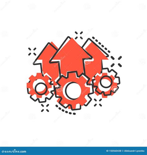 Operation Project Icon In Comic Style Gear Process Vector Cartoon