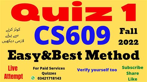 Cs609 Quiz 1 Fall 2022 Cs609 Quiz 1 2022 Cs609 Quiz 1 Solution 2022