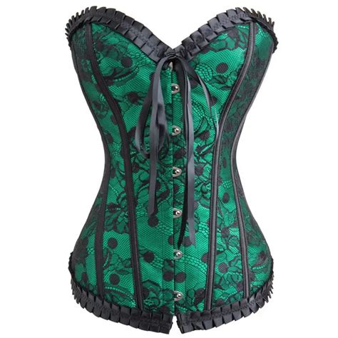 Fashion Vintage Green Corsets Brocade Floral Bustiers Shapewear Lingerie Corset Women Sexy