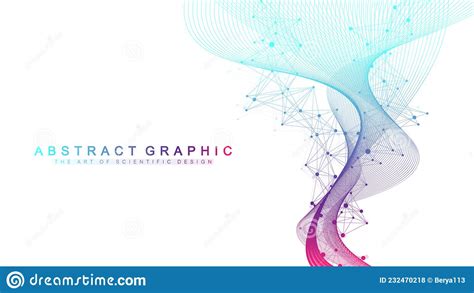 Digits Abstract Background With Connected Line And Dots Wave Flow