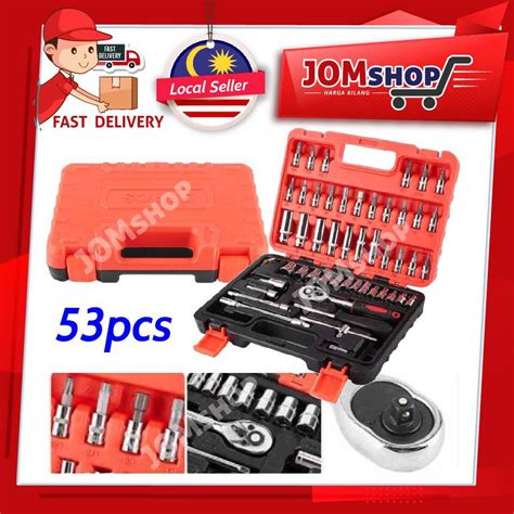 Automotive 53pcs Ratchet Box Socket Set 14 Hex Wrench Tool Spanner