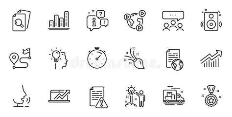 outline set of demand curve internet document and meeting line icons