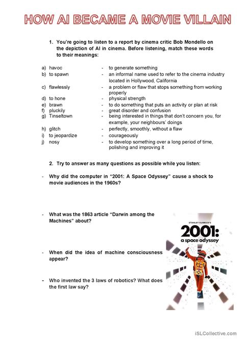 Artificial Intelligence In Cinema Ge… English Esl Worksheets Pdf And Doc