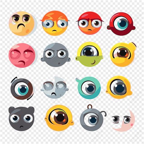 谷歌眼睛剪貼畫一組有不同眼睛繪製卡通的情緒 向量卡通片eps圖案素材免費下載，可愛卡通圖片，尺寸4267 × 4267px Lovepik