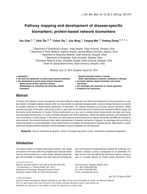 PDF Pathway Mapping And Development Of Disease Specific Biomarkers Protein Based Network