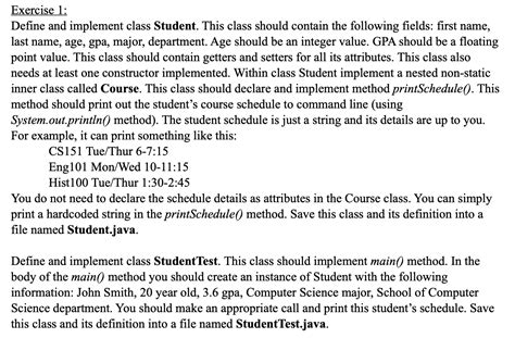 Solved Exercise 1 Define And Implement Class Student This