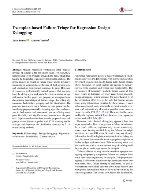 Exemplar Based Failure Triage For Regression Design Debugging Request PDF