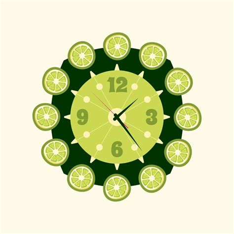 Premium Vector Clock With Green Lemons Vector Illustration Clock With