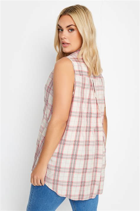 Yours Plus Size Pink Check Sleeveless Shirt Yours Clothing