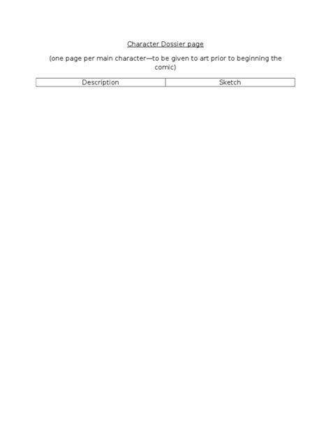 Character Dossier Page Pdf