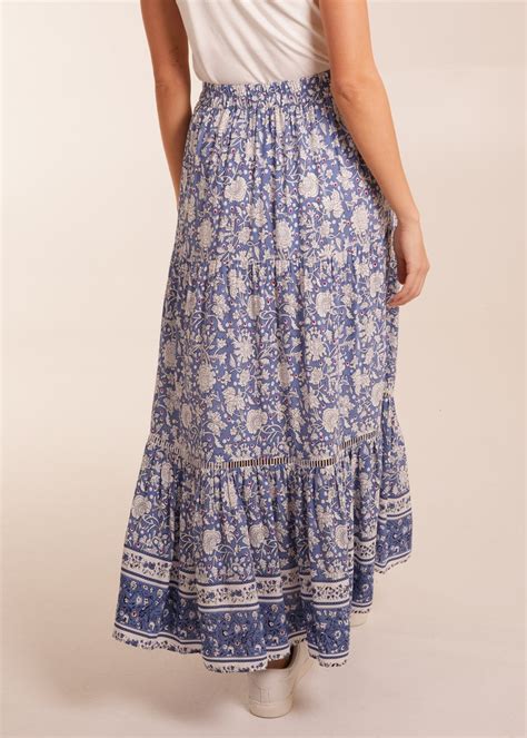 Blue Vanilla Blue Elasticated Waistband Tiered Maxi Skirt Matalan