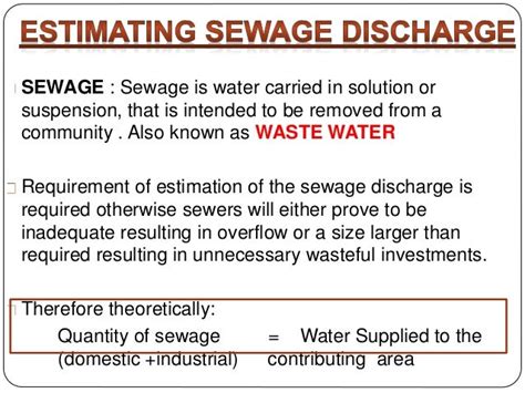 Estimating Sewage Discharge And Peak Drainage Discharge