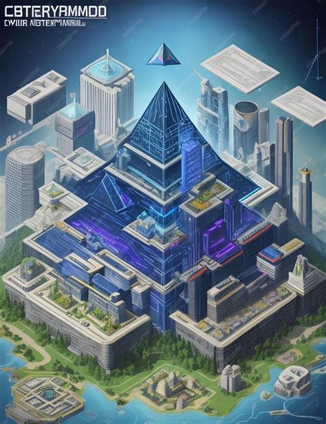 Cyber Pyramid Shaped Space Tower Hybrids Premium Ai Generated Image