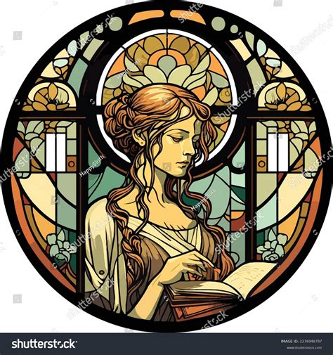 Art Nouveau Stained Glass Window Woman Stock Vector Royalty Free 2276948787 Shutterstock