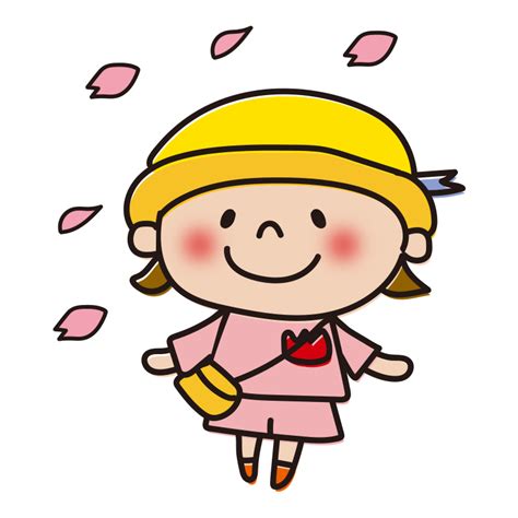 花びらと園児（女の子）の無料フリーイラスト かわいい手描きの無料素材「てがきっず」保育園・小学校・介護施設にぴったりのフリー素材イラスト