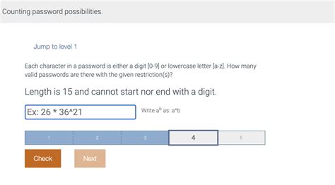 [solved] counting password possibilities jump to level 1 each
