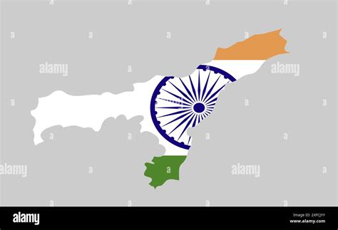 Assam Map With Indian Flag1 State Of India Republic Of India