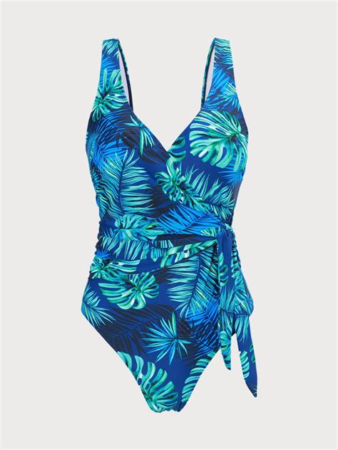 Fortant Womens Plus Size One Piece Swimsuits Floral Print V Neck Tummy