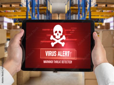 Virus Warning Alert On Computer Screen Detected Modish Cyber Threat Hacker Computer Virus And