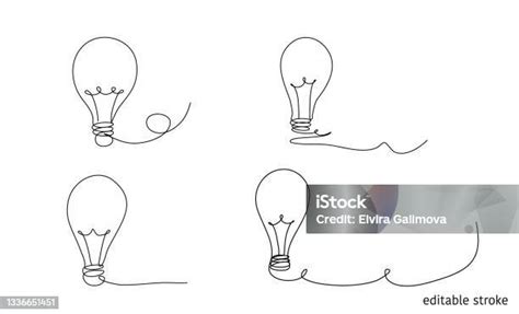 Ampoule En Dessin Au Trait Continu Idée Sommaire Concept Contour Dune
