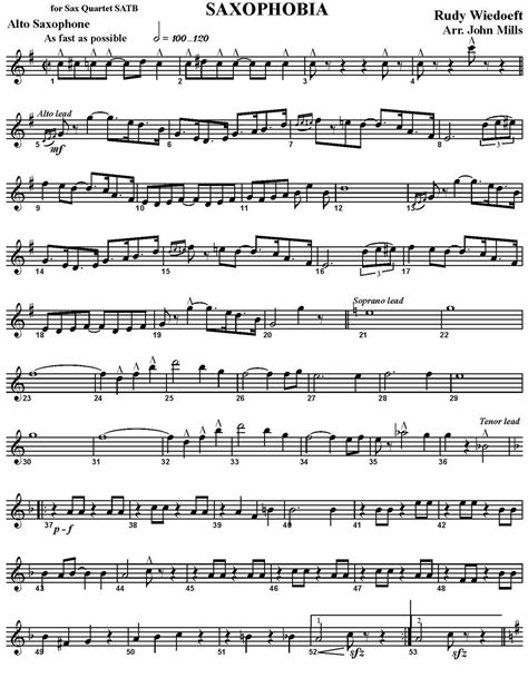 Saxophobia 四重奏 中音萨克斯 分谱萨克斯谱 五线谱
