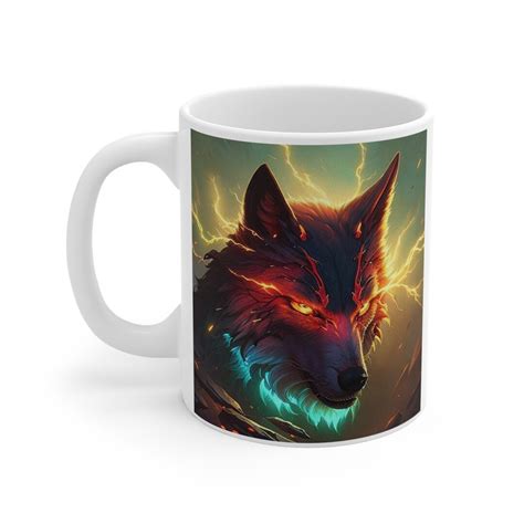 Cyber Wolf Mug 11oz Wolf Mug Wolf Print Mug T For Wolf Lovers Coffee