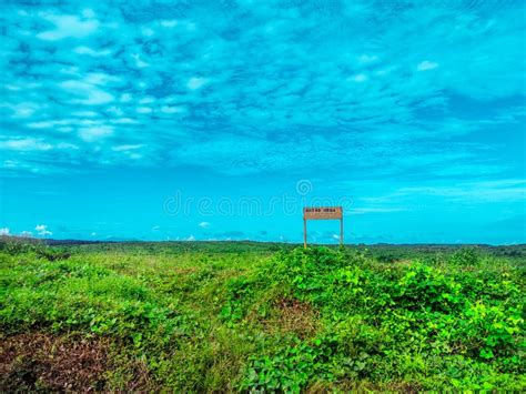 Village Border Board In The Middle Of The Grassland Stock Image Image