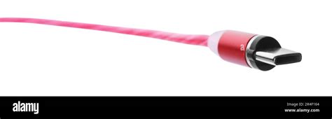 Red USB Cable With Type C Connector Isolated On White Stock Photo Alamy