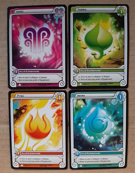 Lot de 4 cartes jetons élémentaires Otomaï Wakfu TCG Ankama Beebs
