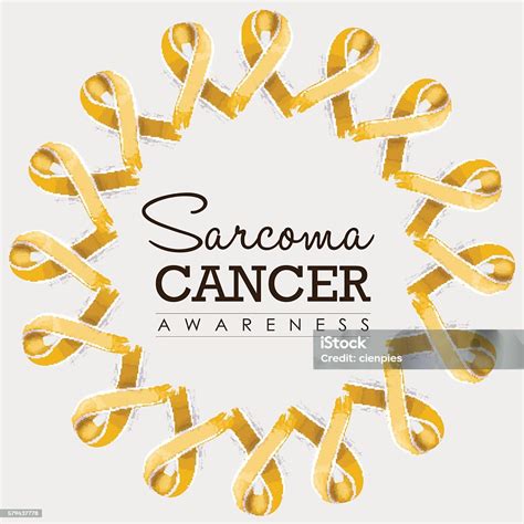 Sarcoma Cancer Awareness Ribbon Design With Text Stock Illustration