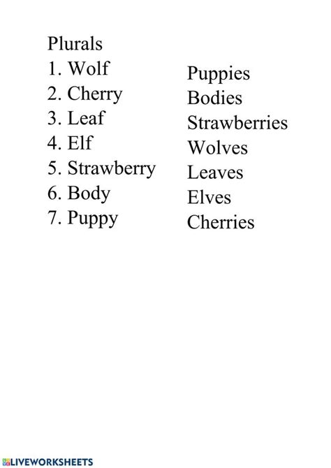 The Plural Of Nouns Interactive Activity For Pre You Can Do The