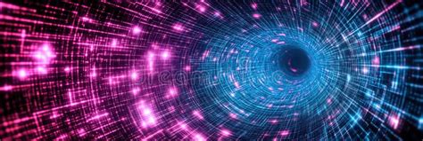 Vibrant Digital Tunnel With Swirling Blue And Pink Light Patterns Representing Data Flow And