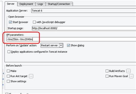 Tomcat And Java Heap Size Settings From Idea Ides Support Intellij