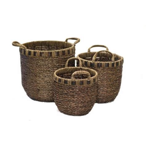 3 Piece Braided Seagrass Basket Set