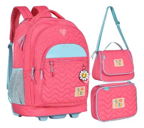 Kit Lancheira Estojo Mochila Rodinha Luluca Soft Clio