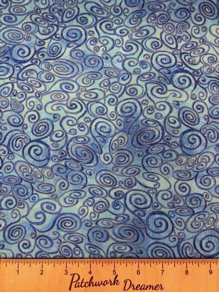 Swirly Scrolls Blue Quilting Fabric Patchwork Dreamer