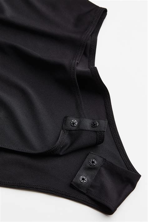 Lace Trimmed Jersey Body Black Ladies Handm Gb