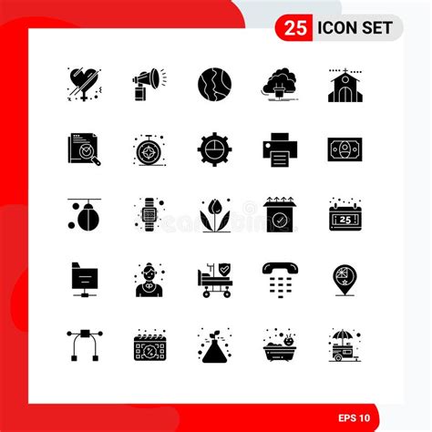 Solid Glyph Pack Of 25 Universal Symbols Of Network Connection Horn